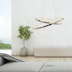 Toolight Toolight, LED křišťálové svítidlo 70x40,5cm, APP771-3CP, stříbrná, OSW-05022