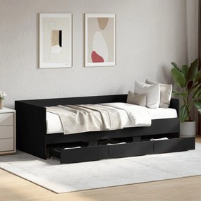 Válenda se zásuvkami bez matrace černá 75 x 190 cm 3280833