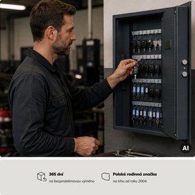 Skříňka na klíče elektronická s vhozem a kódovým zámkem, na 133 klíčů, 430x665x130 mm: BRUCE