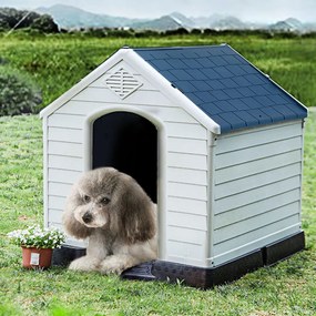 Costway Dog House Dog Jeskyně s vyvýšenou podlahou modro, modrá a bílá