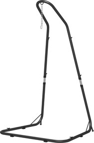 Závěsný stojan na křeslo Outsunny s výškově nastavitelným stojanem na houpací křeslo, nosnost až 150 kg, pro zahradu, balkon, kov, černý, 133 x 116 x