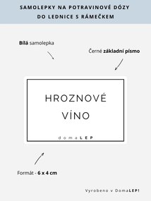 HROZNOVÉ VÍNO - Samolepka s rámečkem na dózy do lednice, 6 x 4 cm