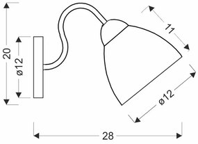 Černo-zlaté nástěnné svítidlo Unica pro žárovku E27  - Candellux