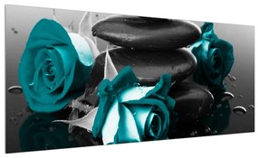 Obraz modrých růží (100x40 cm)
