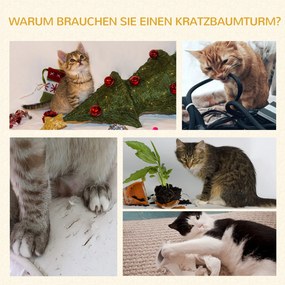 PawHut Kočičí strom Škrabací sloupek Kočičí hrací věž Kočičí šplhací strom Škrabací sloupek Houpací síť Šedá L40 x Š40 x V132 cm