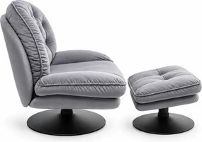 LuxuryForm DESIGN Otočné křeslo LUNA s podnožkou - šedé