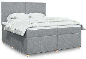 Box spring postel s matrací světle šedá 200 x 200 cm textil