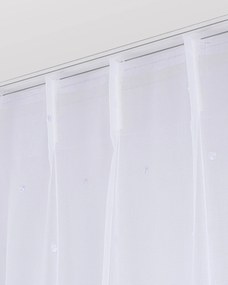 Záclona na jednotlivých hačcích flex barva bílá látka poloprůhledná, pletený vzor, vzorované