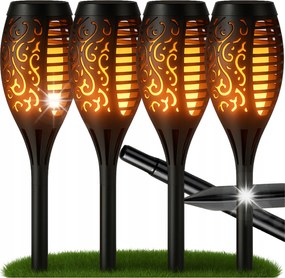 4x Solární Led Zahradní Lampa Plamen Oheň Efekt Zapichovacího Ohně
