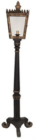 Černá stojací lampa ve tvaru plynové lucerny – 44x40x172 cm
