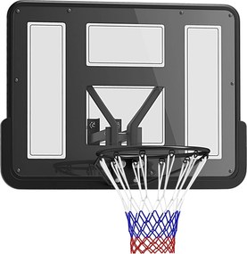 SPORTNOW Basketbalový koš s tabulí pro venkovní a vnitřní použití, Basketbalová deska s Ø45 cm ocelovým rámem a sítí, nástěnná montáž, Basketbalová de