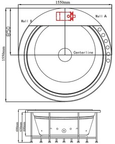 BPS-koupelny Hydromasážní vana HYD-DE916-155 155x155 s ohřevem vody