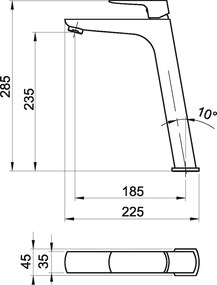 Novaservis, Umyvadlová baterie Nobles EGO bez výpusti, černá, 43501/1-5