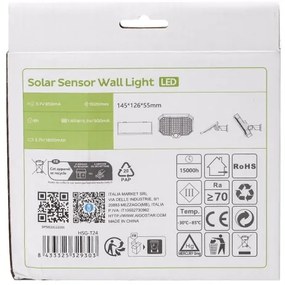 Aigostar - LED Solární svítidlo se senzorem pohybu LED/2,4W/3,7V IP65