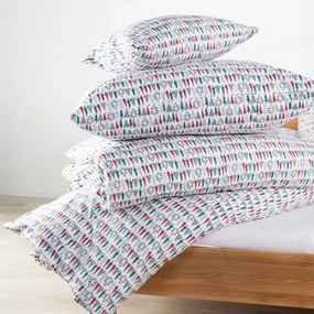 Flanelové francouzské povlečení Vánoční barevné stromečky Velikost: 220 x 200 + 2 x 70 x 90
