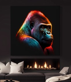 Obraz na plátně - barevná gorila FeelHappy.cz Velikost obrazu: 40 x 40 cm