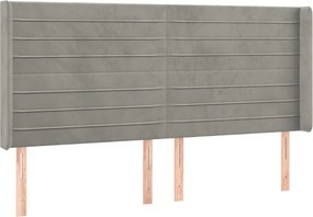 Box spring postel s matrací a LED světle šedá 180x200 cm samet 3139637