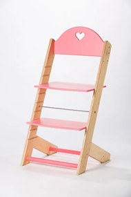 Lucas Wood Style rostoucí židle MIXLE -  přírodní/růžová rostoucí židle MIXLE: Srdíčko