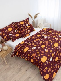 MK Lůžkoviny Bavlněné povlečení Renforcé - Hřejivý podzim vínový 140 × 200 cm, 70 x 90 cm