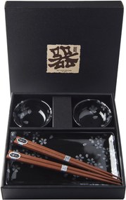 Jídelní sada made in japan sushi set black sakura 6 ks