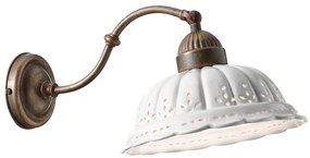 Il Fanale 061.18.OC Anita, rustikální nástěnné svítidlo z antické mosazi a keramiky, 1x15W LED E27, délka 40cm