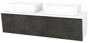 Dřevojas Koupelnová skříň INVENCE SZZ 125 (2 umyvadla Joy) Varianta: L01 Bílá vysoký lesk / D16 Beton tmavý