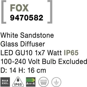 NV 9470582 Venkovní sloupkové svítidlo FOX bílý pískovec skleněný difuzor GU10 1x7W 100-240V bez žárovky IP65 - NOVA LUCE