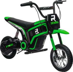 HOMCOM Dětská elektrická motorka 12V s klaksonem a světlem, 8-16 km/h, otočný plyn, pro děti 8-12 let, zelená | Aosom.de