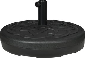 Outsunny Stojan na slunečníky do 35 kg, plnitelný, kulatý držák na slunečníky, zátěž na slunečník, stojan pro slunečníky Ø38/48 mm, pro balkon, terasu