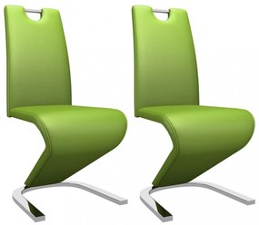 Jídelní židle 2 ks umělá kůže / chrom Dekorhome Zelená