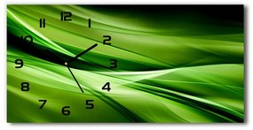 Wallmuralia Skleněné hodiny na stěnu Zelené vlny pozadí 60x30 cm