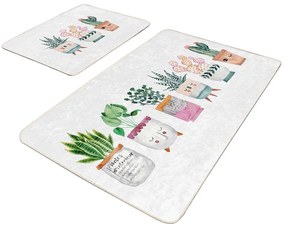 Bílé sametové koupelnové předložky v sadě 2 ks 60x100 cm Succulent – Mila Home