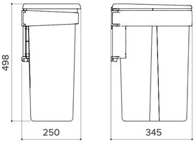 In-Design Vestavný koš na dvířka UNION SINGLE - 1x 25 L