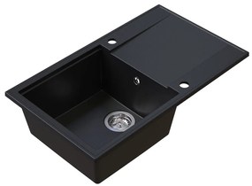 Sink Quality Sink55, kuchyňský granitový dřez 780x460x215 mm + chromový sifon, černá se zlatými body, SKQ-SINK.L.1KDOL.X