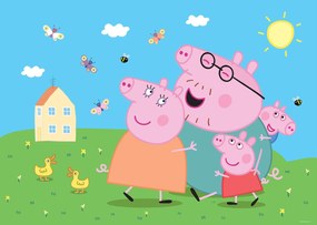 Dětská vliesová fototapeta na zed' Prasátko Peppa s Rodinou | 155 x 110 cm | DFTDNM5297