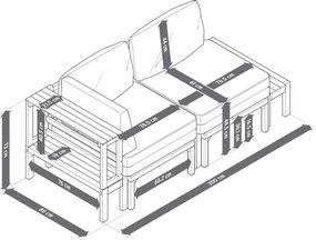 Tchibo - Zahradní pohovka se samostatně výsuvnými podnožkami - barva: šedá