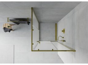 Mexen Rio, čtvercový sprchový kout s posuvnými dveřmi 80 (dveře) x 80 (dveře) x 190 cm, 5mm sklo námraza, zlatý profil, 860-080-080-50-30