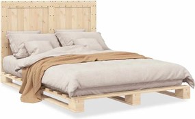 Rám postele s čelem bílý 140 x 200 cm masivní borové dřevo 3281534