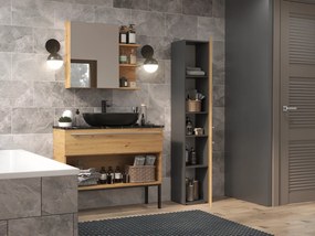 TPS Koupelnová vysoká skříň NEL II, Antracit/Dub artisan