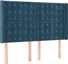 Box spring postel s matrací a LED tmavě modrá 140x200 cm samet 3139809