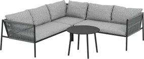 Outsunny polyrattanová sada zahradního nábytku pro 6 osob s rohovým křeslem, 2 jednokřídlými křesly, odnímatelným konferenčním stolkem a polštáři, tm…