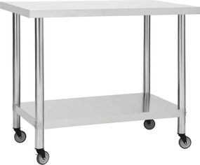 vidaXL Kuchyňský pracovní stůl s kolečky 100x60x85 cm nerezová ocel [51639]