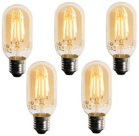Sada 5 stmívatelných LED žárovek E27 zlatých T45 4W 300 lm 2200K