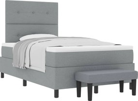 Postel s boxspringem s čelo Světle šedá 120 x 190 cm textil 3344051