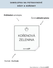 Samolepka na kořenky KOŘENOVÁ ZELENINA průhledná  5 × 5 cm základní písmo