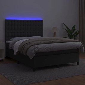Box spring postel s matrací a LED černá 140 x 190 cm umělá kůže 3135939