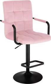 LuxuryForm DESIGN Barová židle VERONA BLACK VELUR na černé kulaté podstavě - růžová