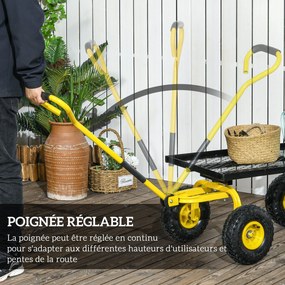 Outsunny Zahradní Transportní Kára Rukávový Vozík 4 Kol 94L x 48,5W x 100H cm Max. Nosnost 150 Kg Železo