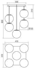 Smarter 01-3070 závěsné svítidlo Boldy, pískově černé, kouřové, 5xE14, 60cm