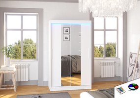ADRK Furniture Posuvná skříň se zrcadlem a LED osvětlením SANTOS 120 ADRK-SW-SAN-W-120+L